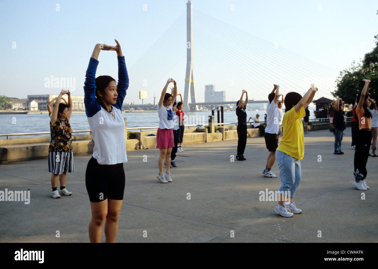 Taichi exercises in the morning Stock Photo - Alamy