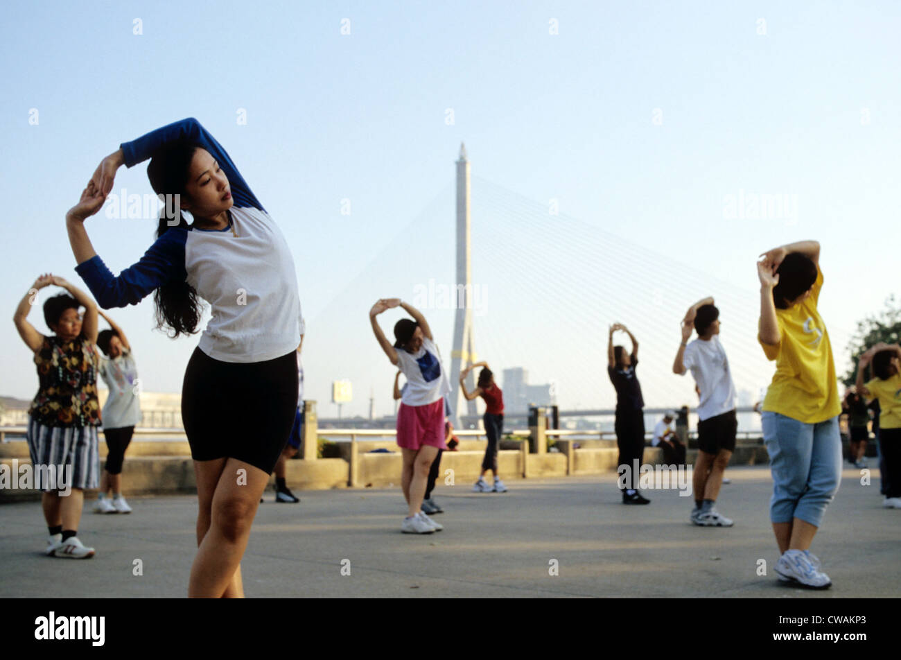Taichi exercises in the morning Stock Photo - Alamy