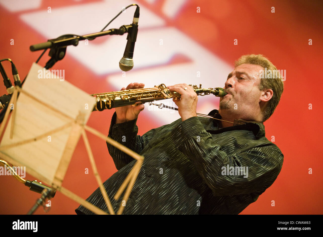 Tim Garland playing clarinet with the LIGHTHOUSE jazz trio performing ...