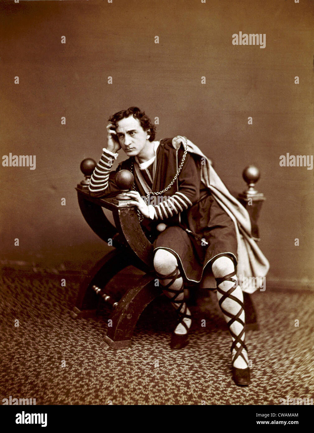 Edwin Booth (1833-1893), American actor, in costume as Hamlet. Photo by ...