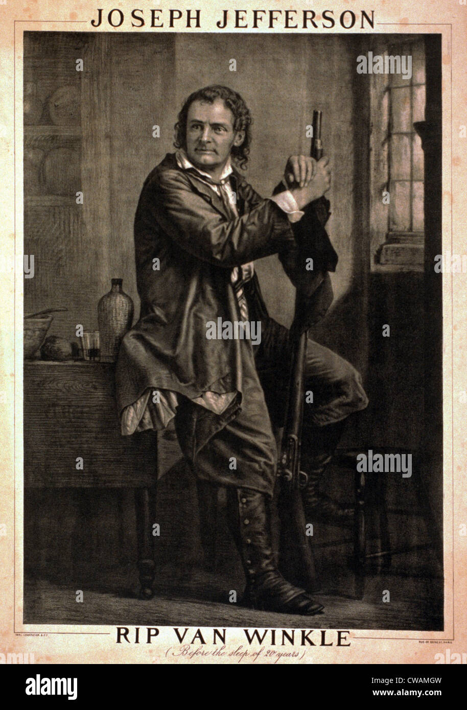 Joseph Jefferson (1829-1905), American actor, as Rip Van Winkle before ...