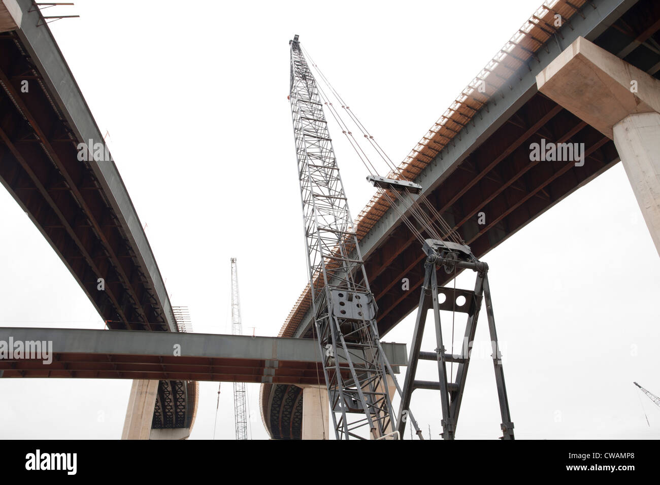Crane and bridge under construction Stock Photo - Alamy