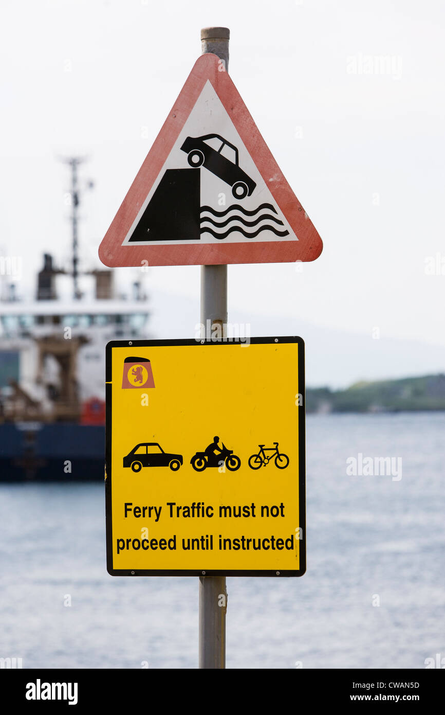 Road sign Falling in water "do not proceed until instructed" Oban ...