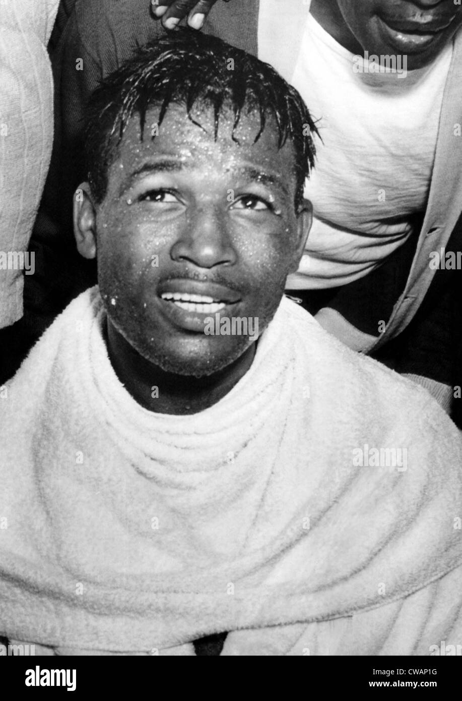 Sugar Ray Robinson after winning the fight between Charley Fusari at ...