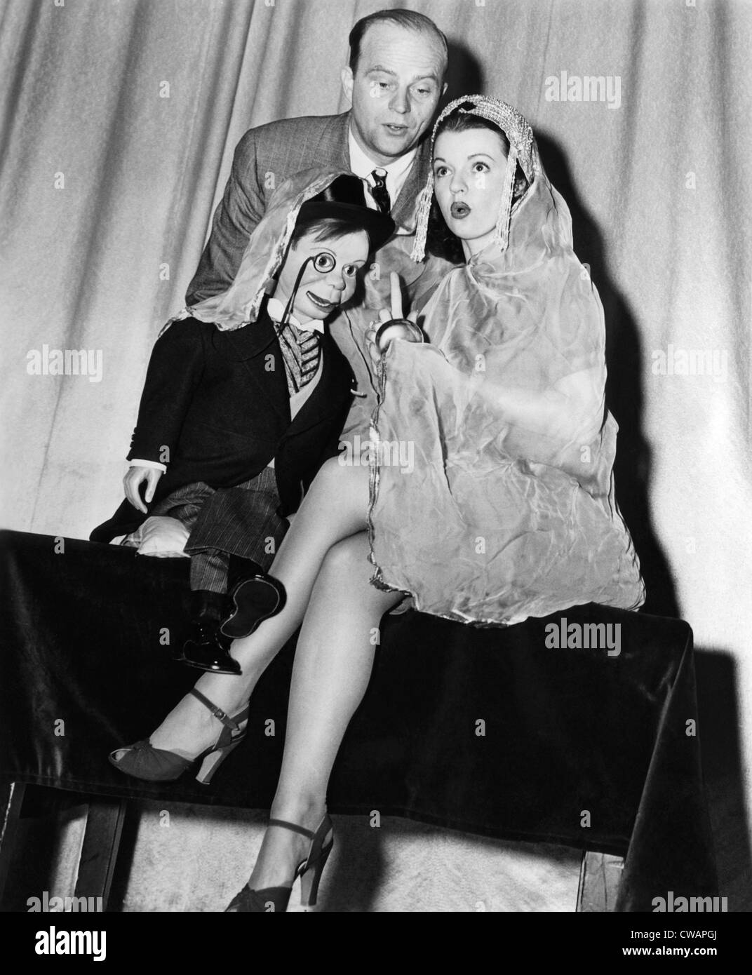 Edgar Bergen (back), with Charlie McCarthy, and Dale Evans (right ...