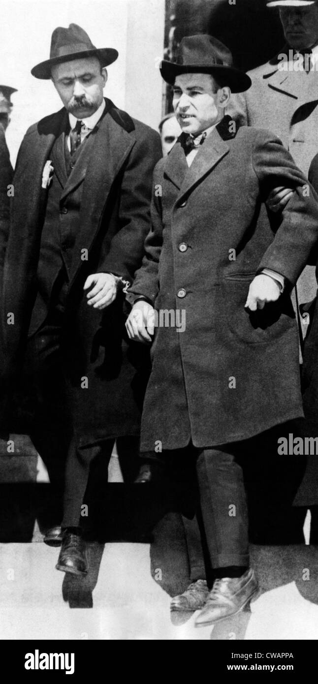 Nicola Sacco, and Bartolomeo Vanzetti, Italian anarchists prior to their execution for murder ...
