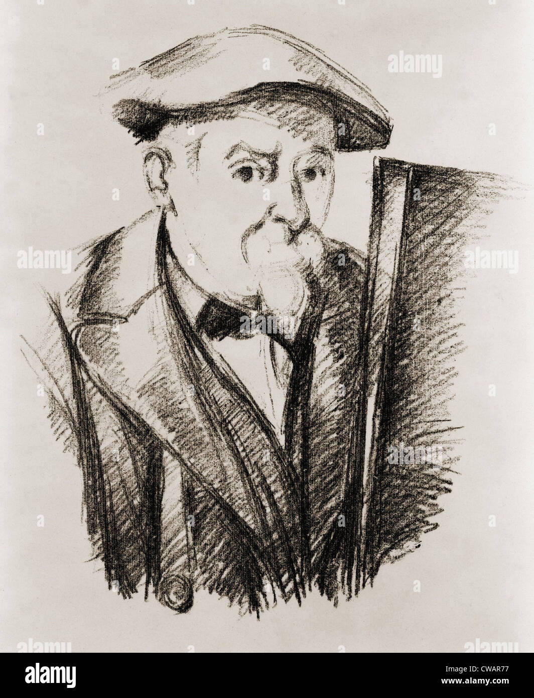 Paul Cezanne (1839-1906), French Post Impressionist painter, in a self ...
