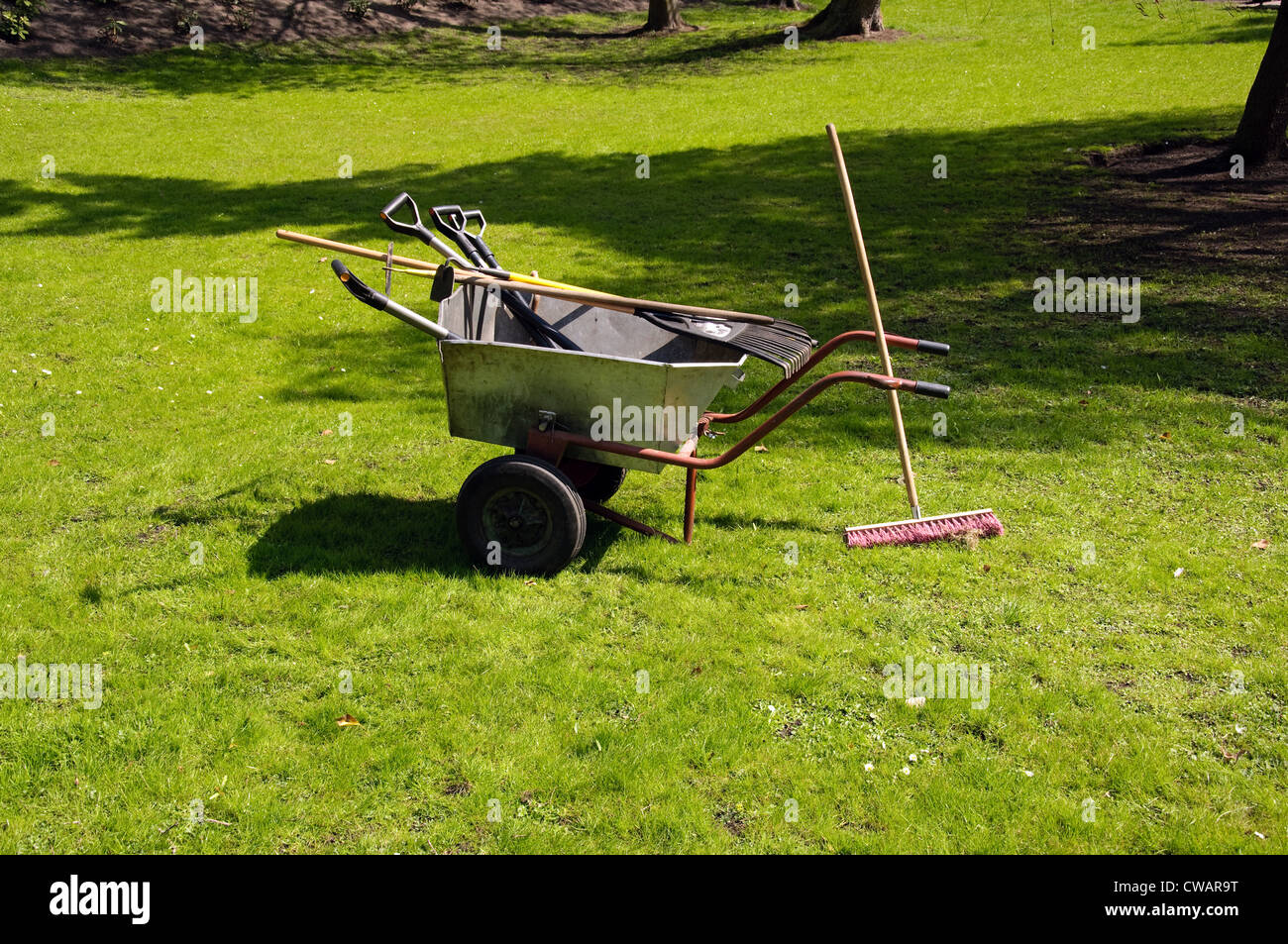 Tools for gardening on barrow Stock Photo - Alamy
