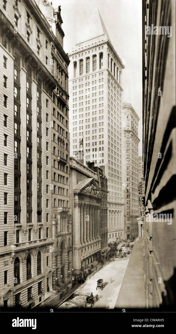 Broad Street looking north to the intersection with Wall Street, New ...