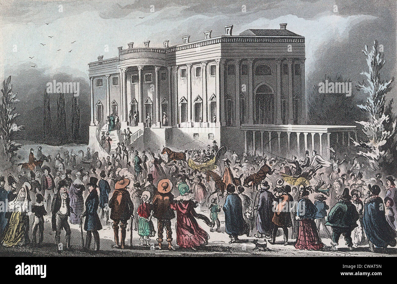 Citizens going to the public White House reception after Andrew Jackson ...