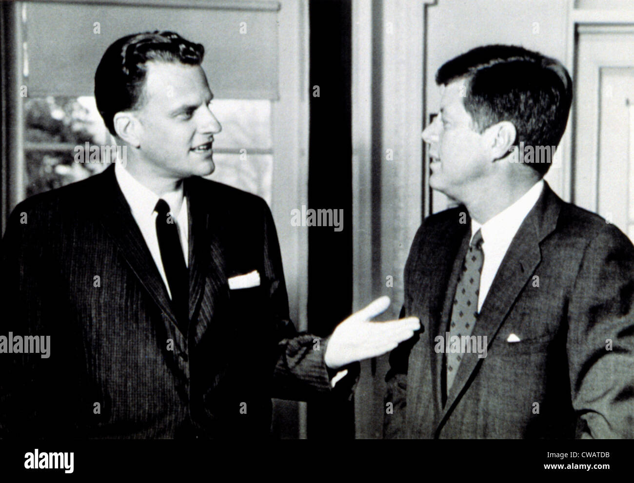 Billy Graham greets President John F. Kennedy in unannounced White ...