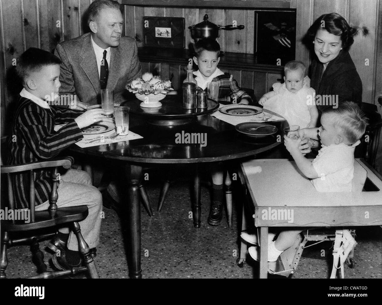 Michigan Representative Gerald Ford has dinner with wife Betty and ...