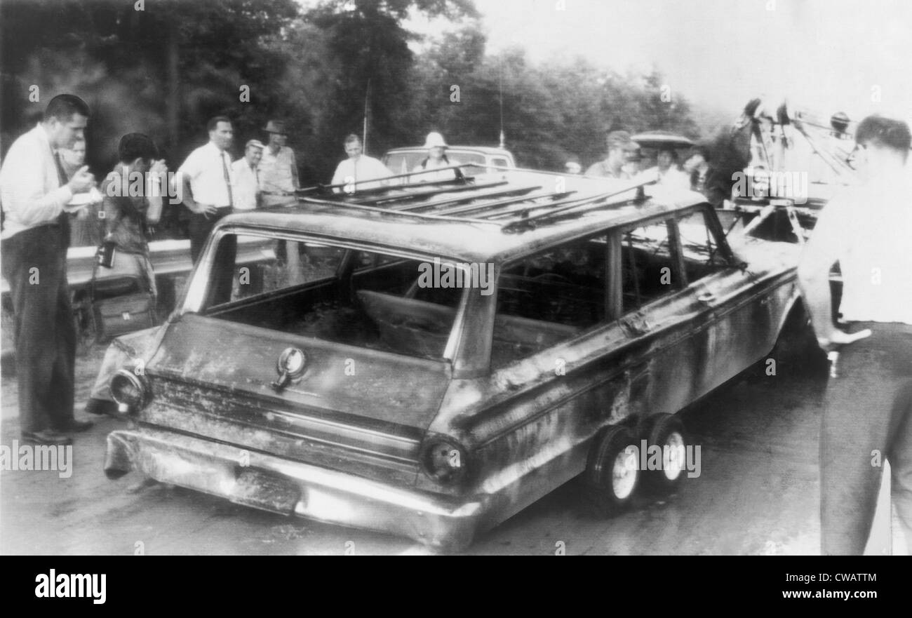 Charred remains of station wagon driven by missing civil rights workers ...