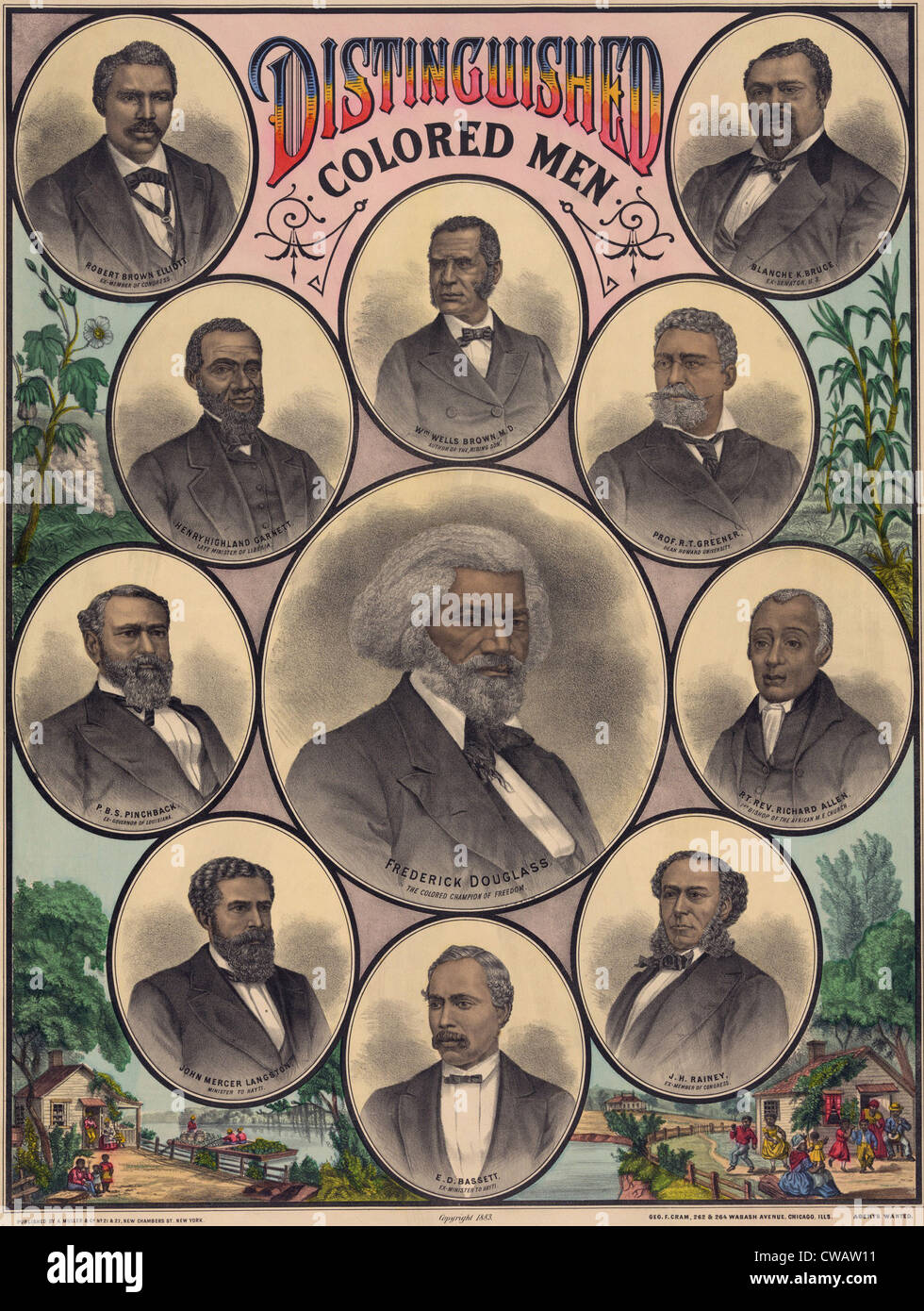 1883 print commemorating the achievements of several African American ...