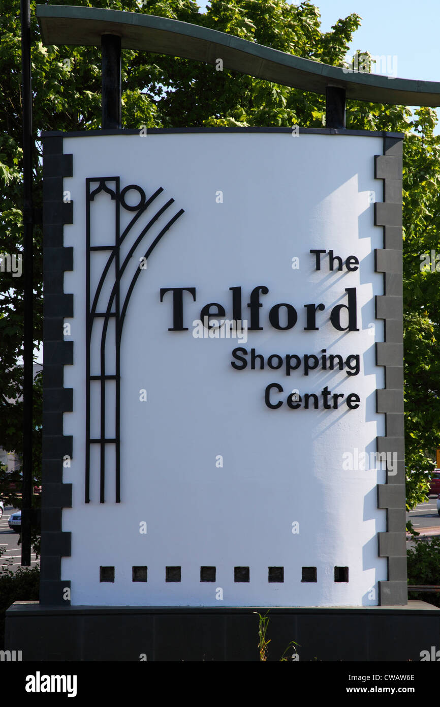 Telford Shopping Centre sign Stock Photo - Alamy