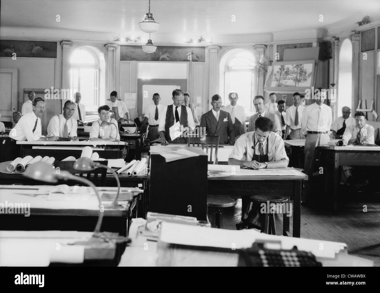 Architects and draftsmen at in Washington, D.C. offices of the Rural ...