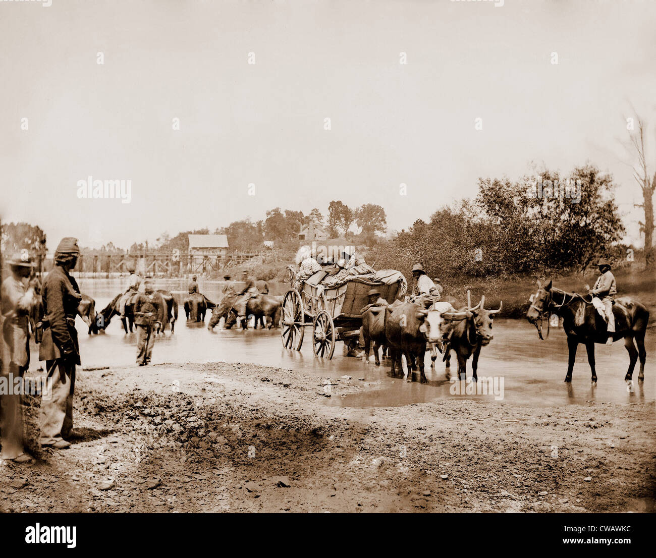 Fugitive African Americans fording the Rappahannock River in July ...