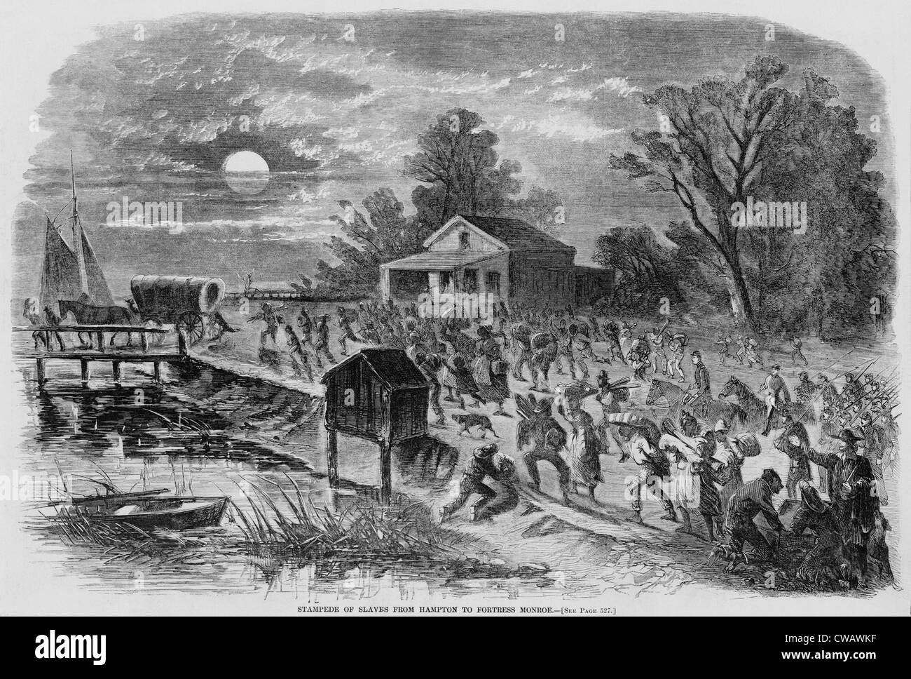 Enslaved African-Americans running from Hampton, Virginia to Fortress ...