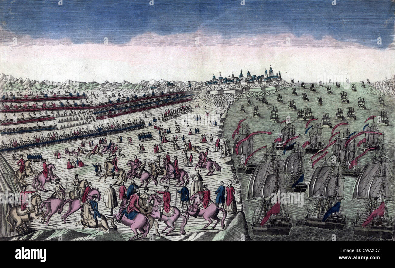 A rendition of the Siege of Yorktown. The combined American and French ...
