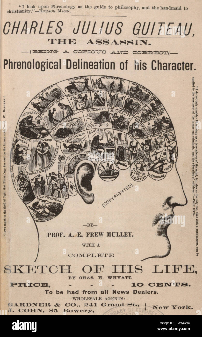 Phrenological chart of the brain of Charles J. Guiteau, assassin of ...