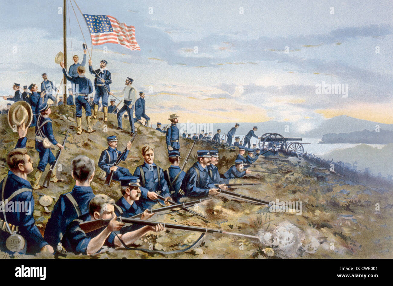 Spanish American War Soldiers Fighting