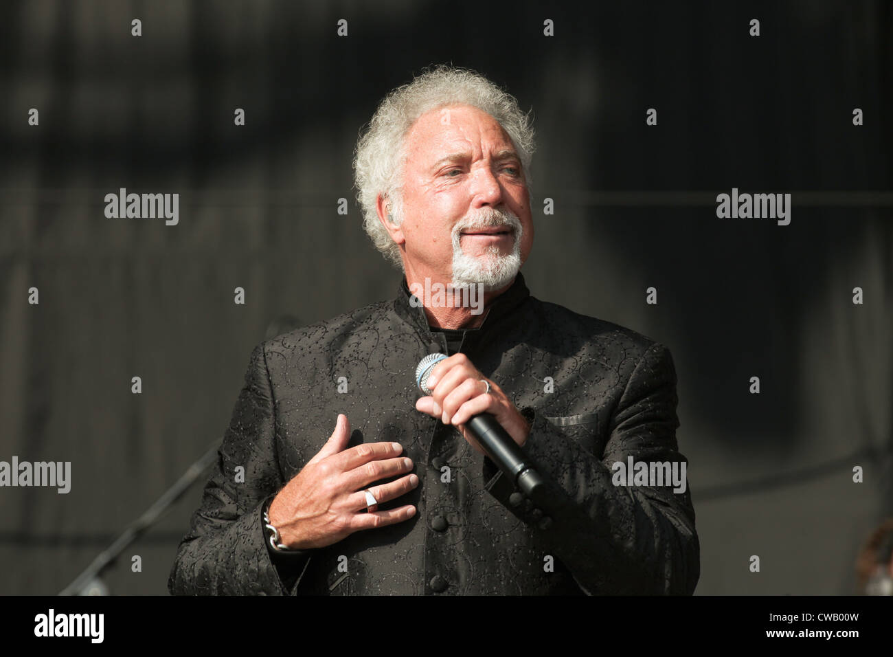 Sir Tom Jones performing live on stage at V Festival in Hylands Park ...