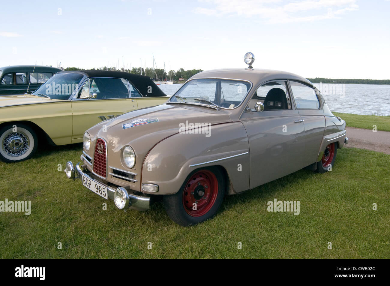 saab 95 classic swedish car sweden cars foglight foglights Stock Photo ...