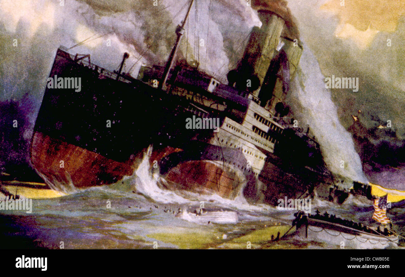 The sinking of the Tuscania, British transport ship carrying American ...