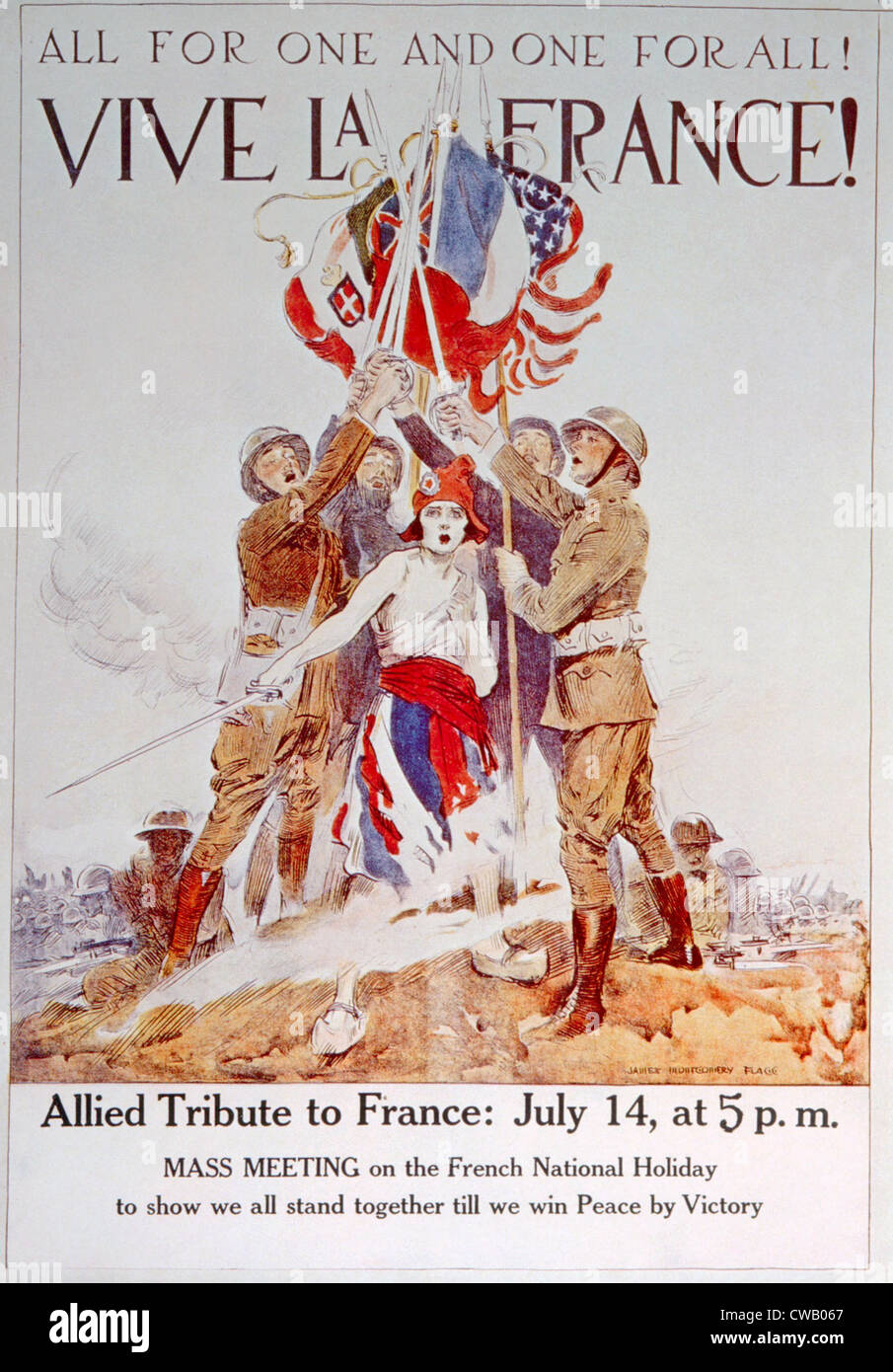 World War I American poster depicting Allied nations unity by James ...