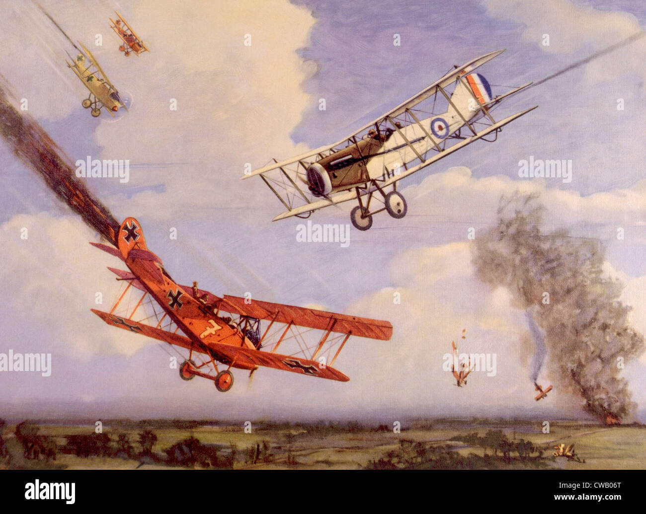 World War I air battle with Canadian Bristol biplane piloted by Andrew ...