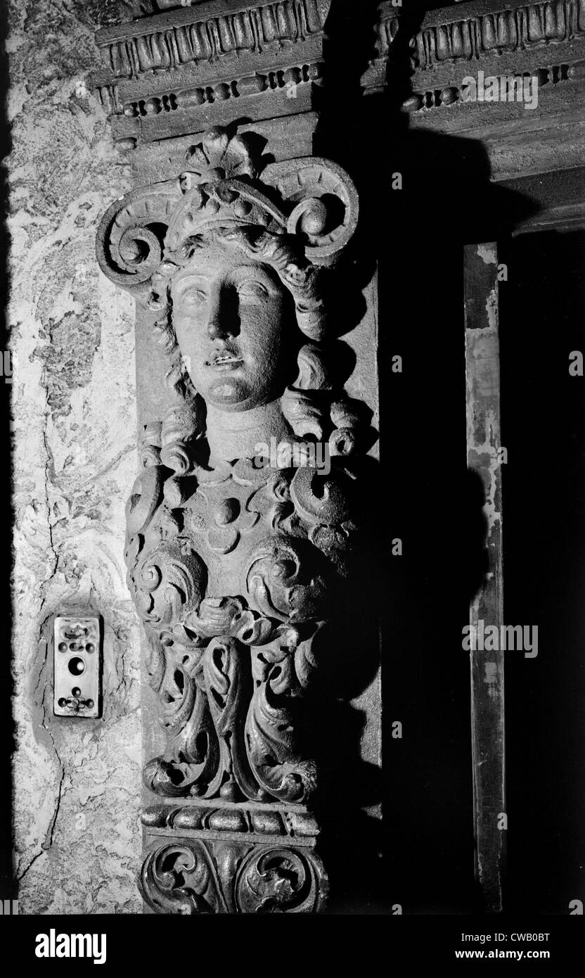 Movie Theaters, Loew's Theatre, detail of plaster figure in upper level ...