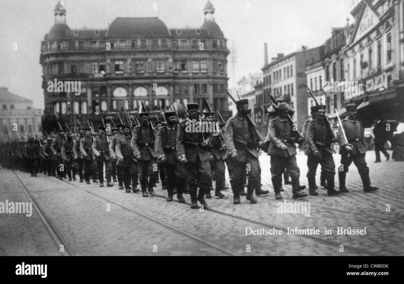 World War I, German infantry in Brussels, Belgium, 1914 Stock Photo - Alamy
