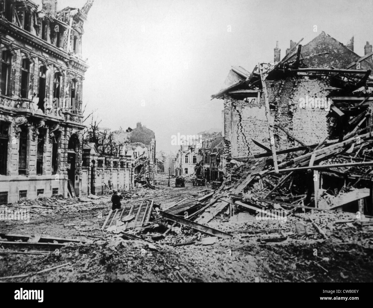 World War I, the ruins of Armentieres, France, 1918, official British ...