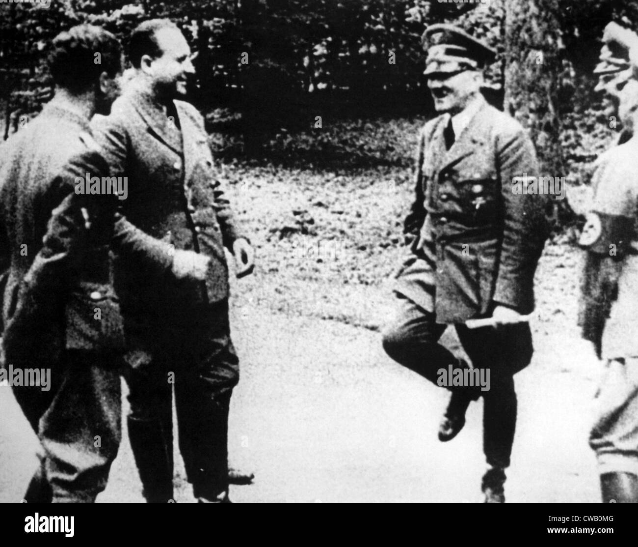 German Chancellor Adolf Hitler (right) and his staff celebrate Stock ...