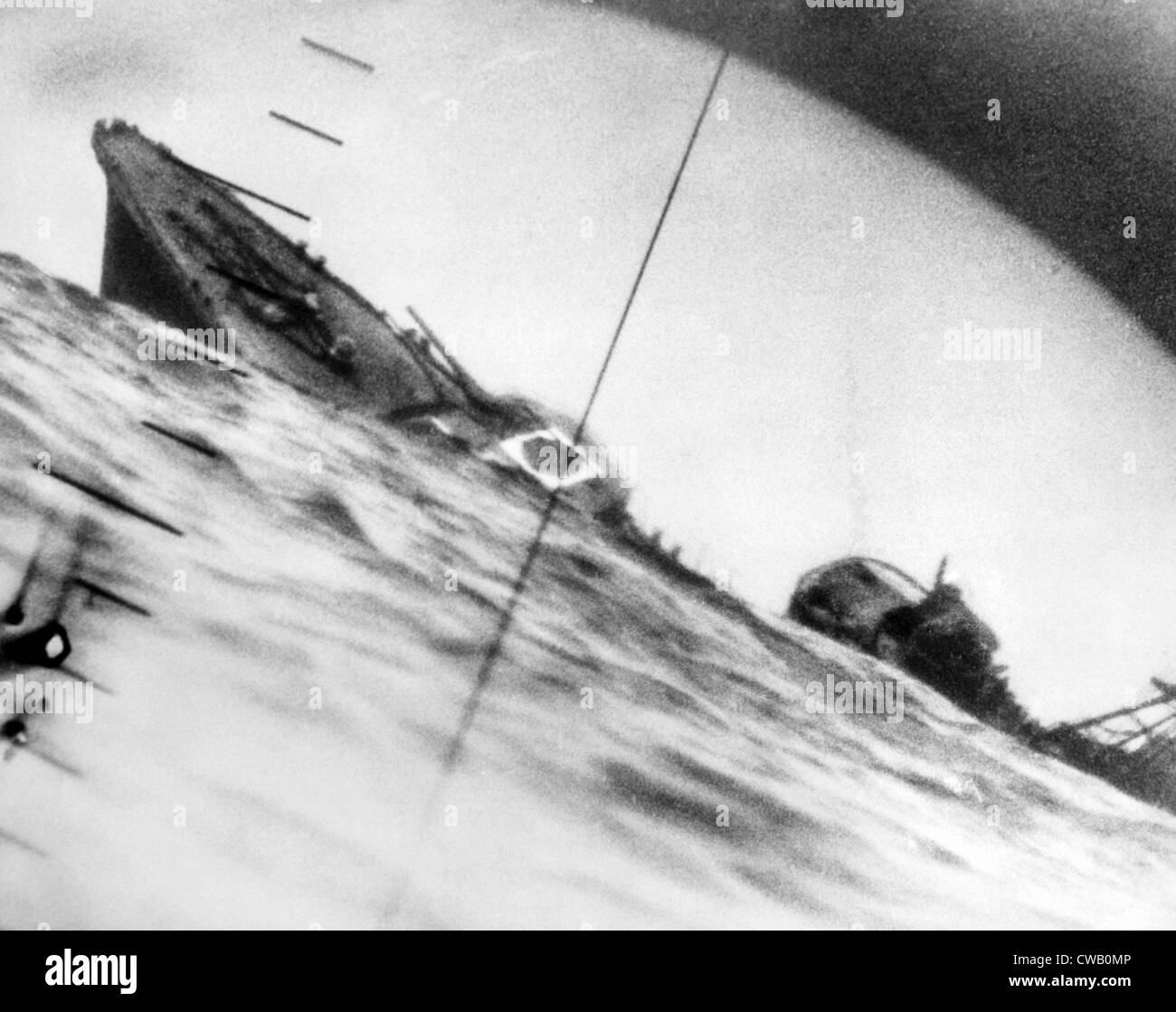 World War II, the sinking of a Japanese destroyer as viewed from the ...