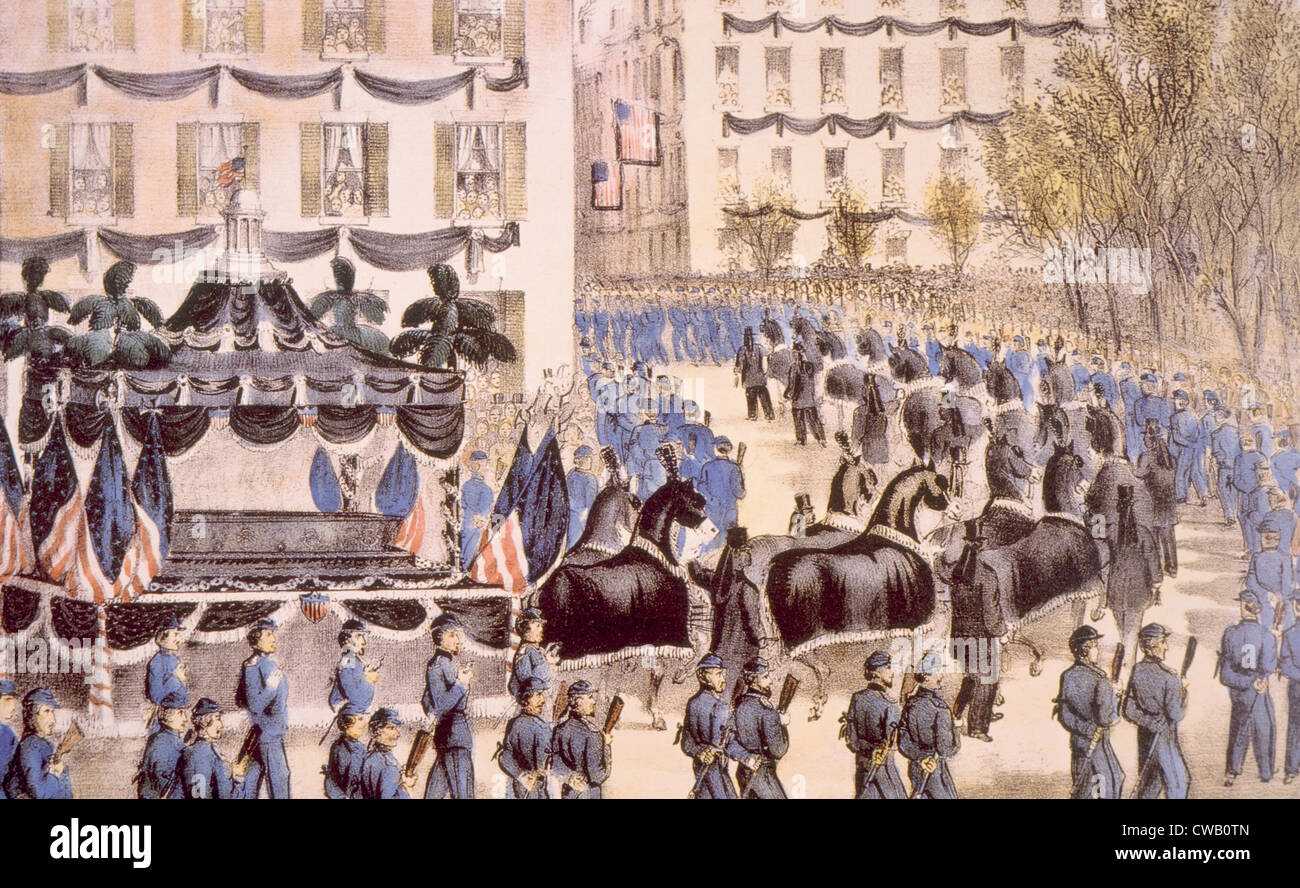 The Funeral of Abraham Lincoln in New York City, 1865, lithograph by ...