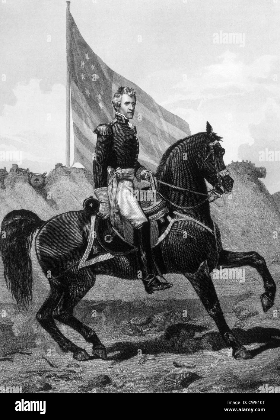 General Andrew Jackson at the Battle of New Orleans in 1815, engraving 1858 Stock Photo - Alamy