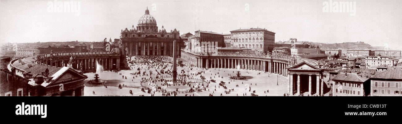 Religion, panoramic view of Piazza St. Peter's, Vatican City, Italy ...