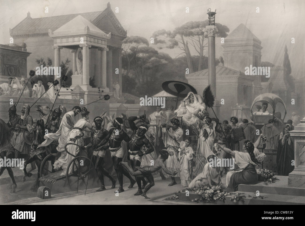 Ancient Rome, The Appian Way, Via Appia, Italy, engraving circa 1880 ...