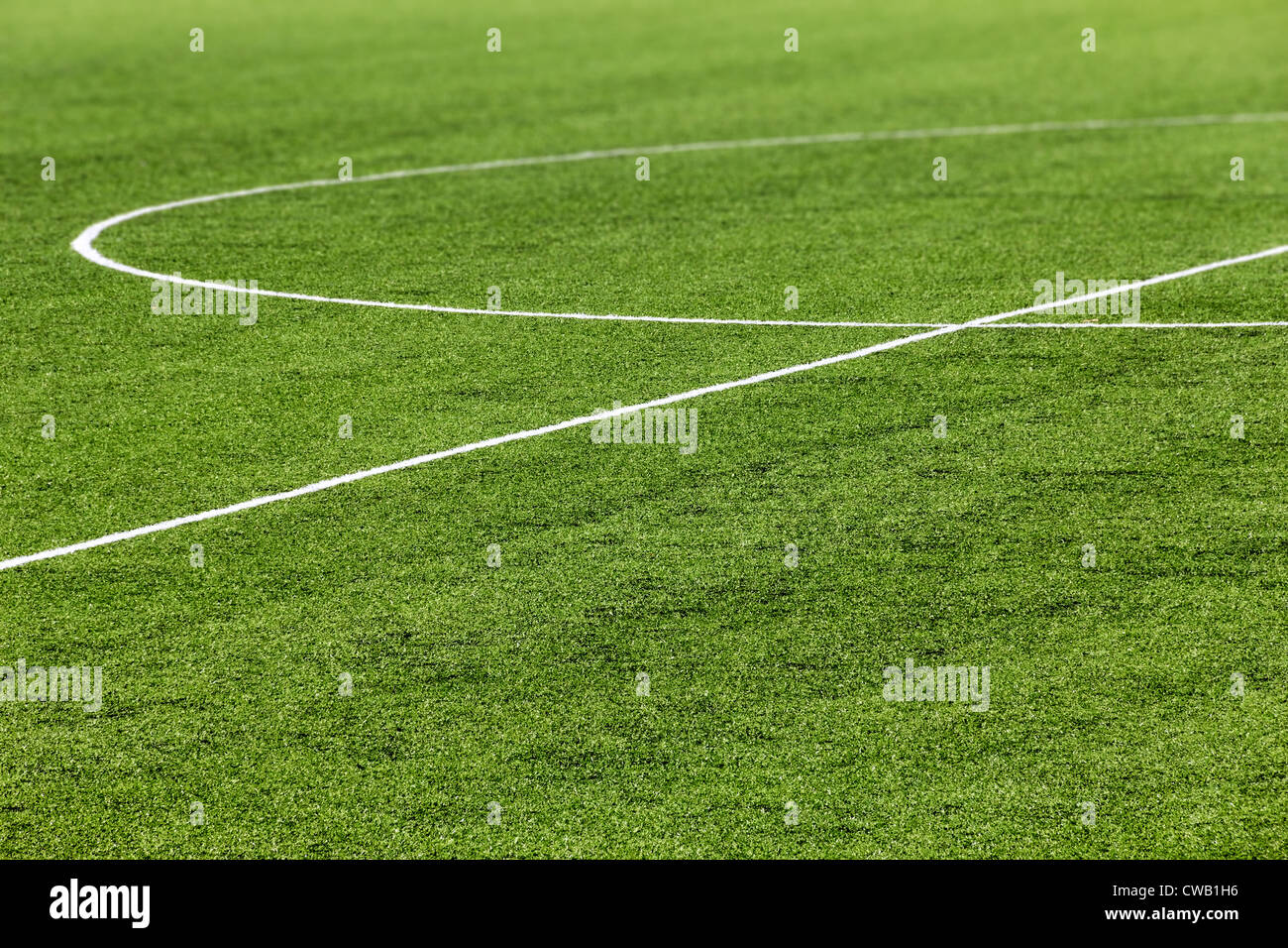 green football field angle shot Stock Photo - Alamy