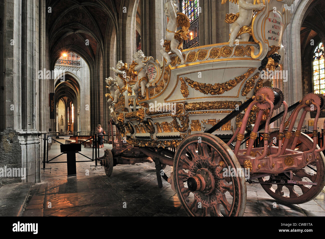 The float Car d'Or / Golden Chariot in the Sainte Waudru collegiate ...