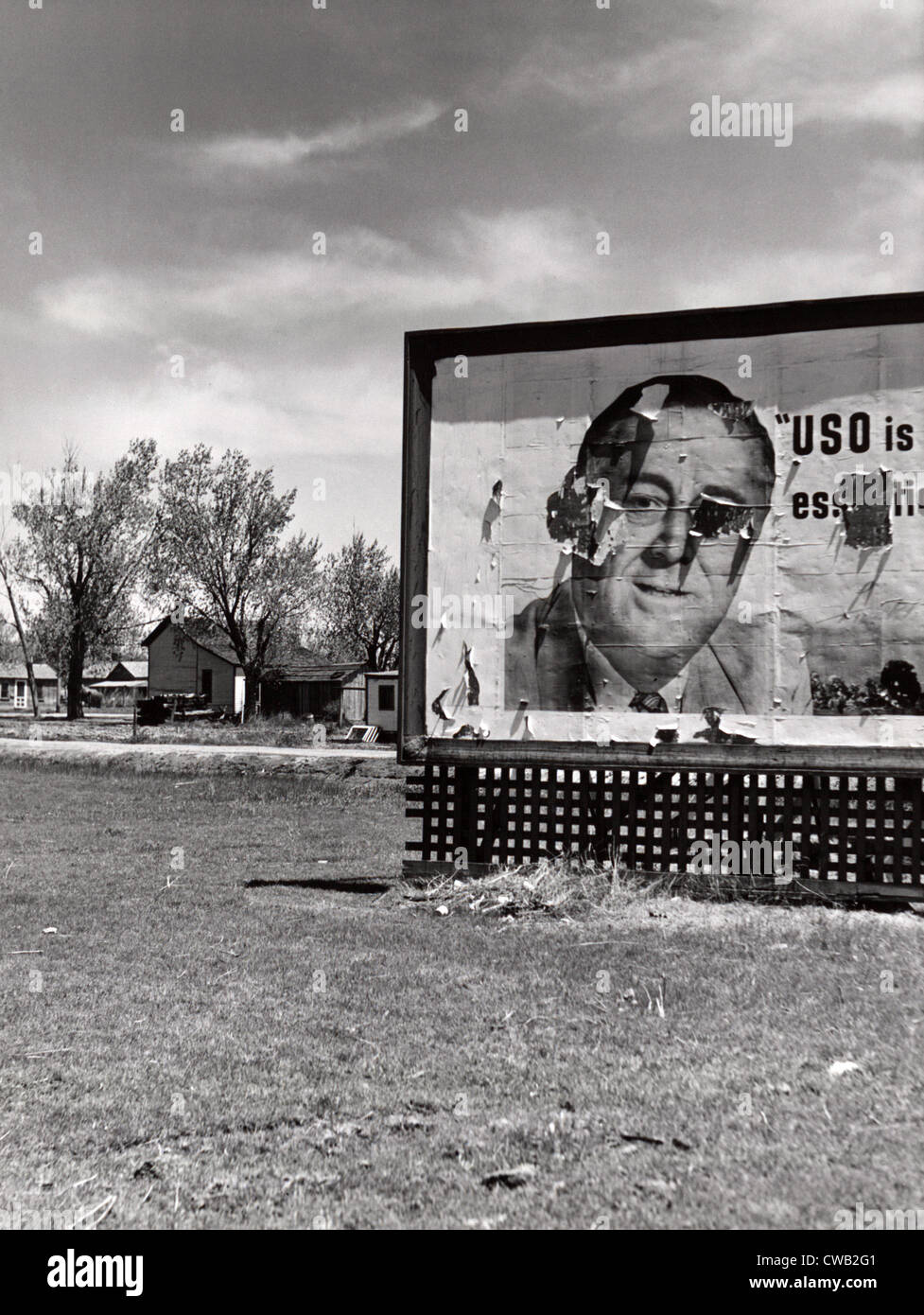 Nebraska, billboard promoting the USO (United Service Organizations ...