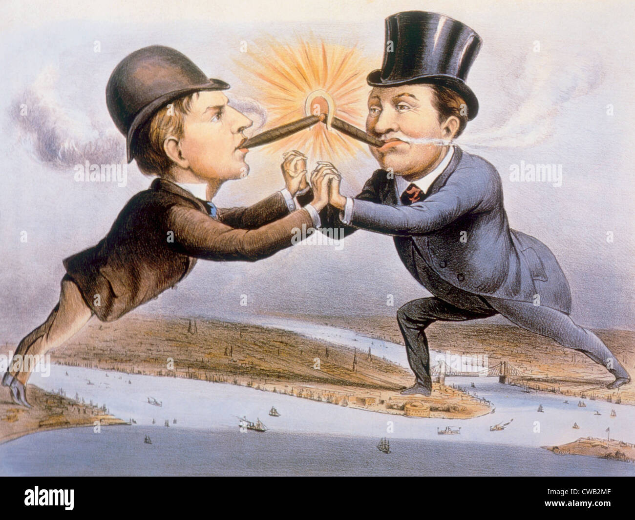 Cartoon depicting the struggle between C.F. Brush and Thomas Alva ...