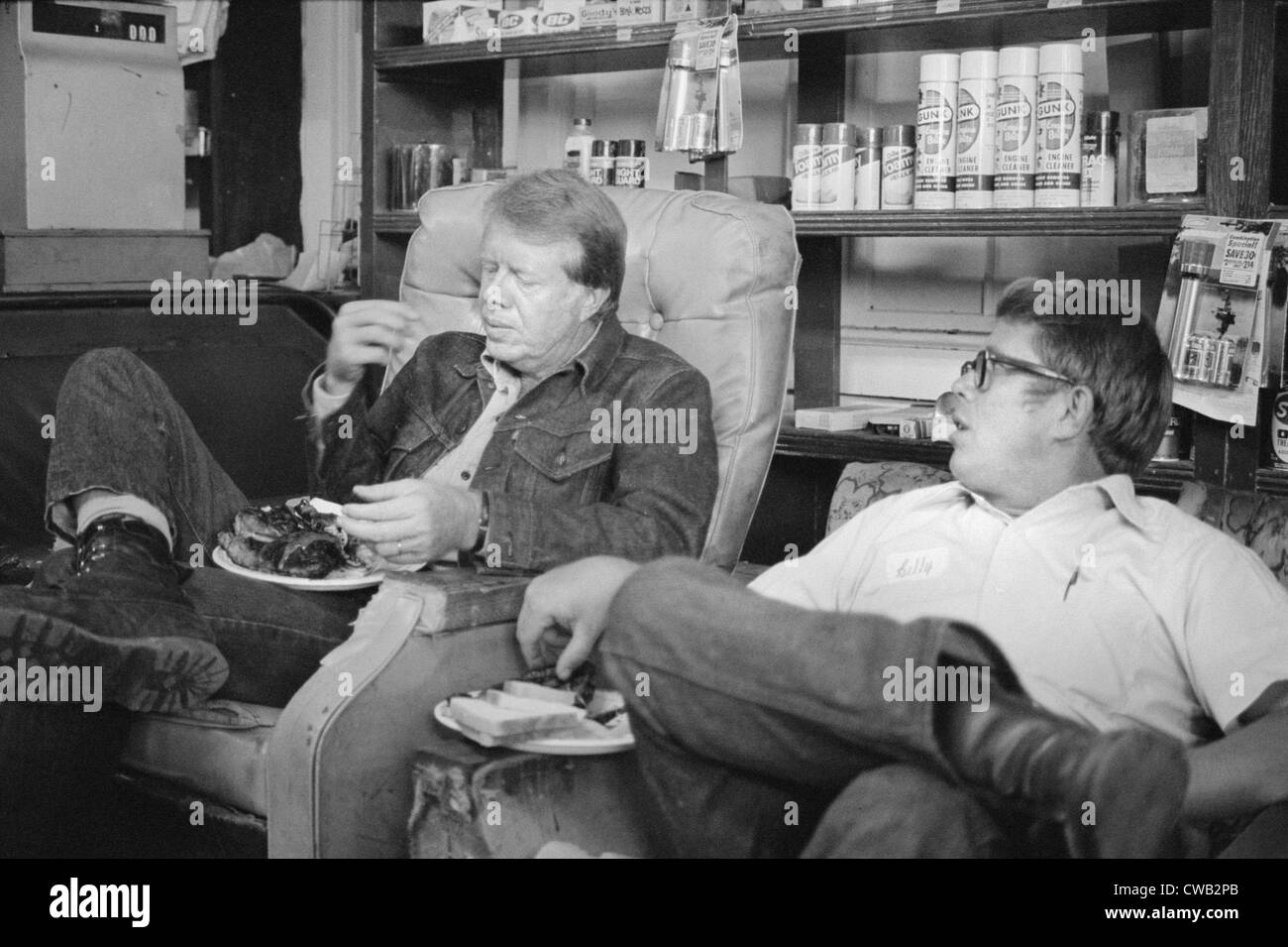 Future President Jimmy Carter, eats with his brother, Billy Carter ...