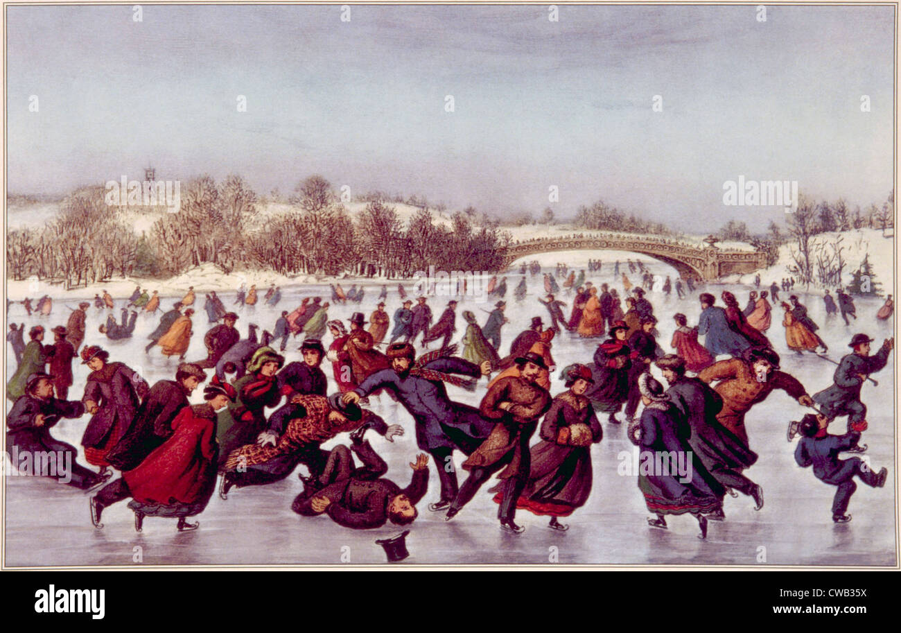 Central Park in winter, 'The Skating Carnival,' Currier & Ives Stock ...