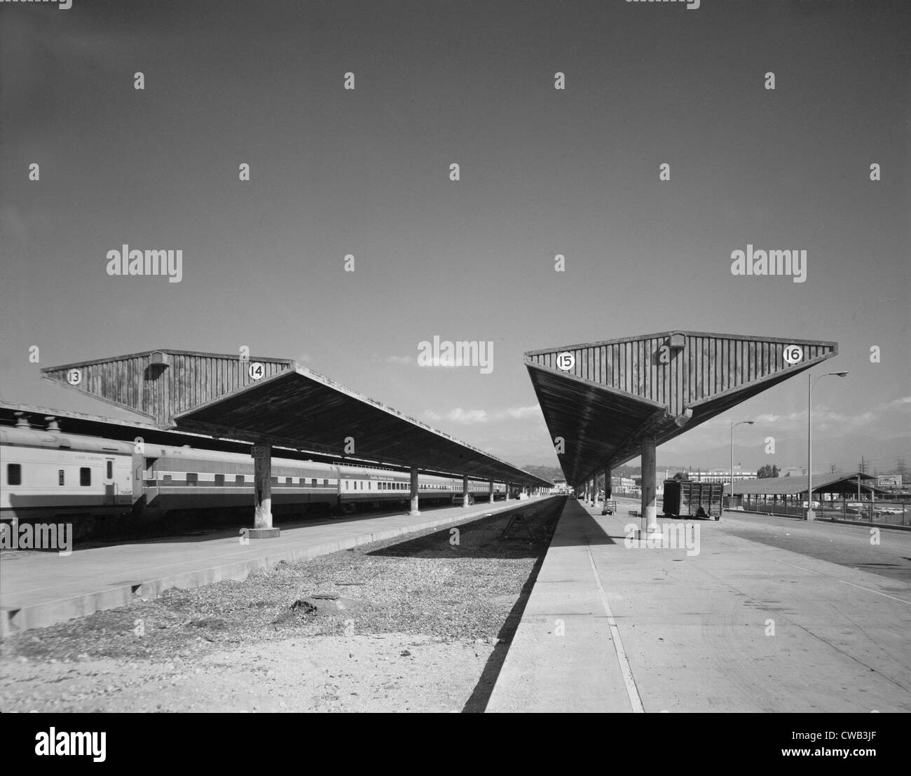 Los Angeles Union Passenger Terminal, tracks and shed, view to north of ...