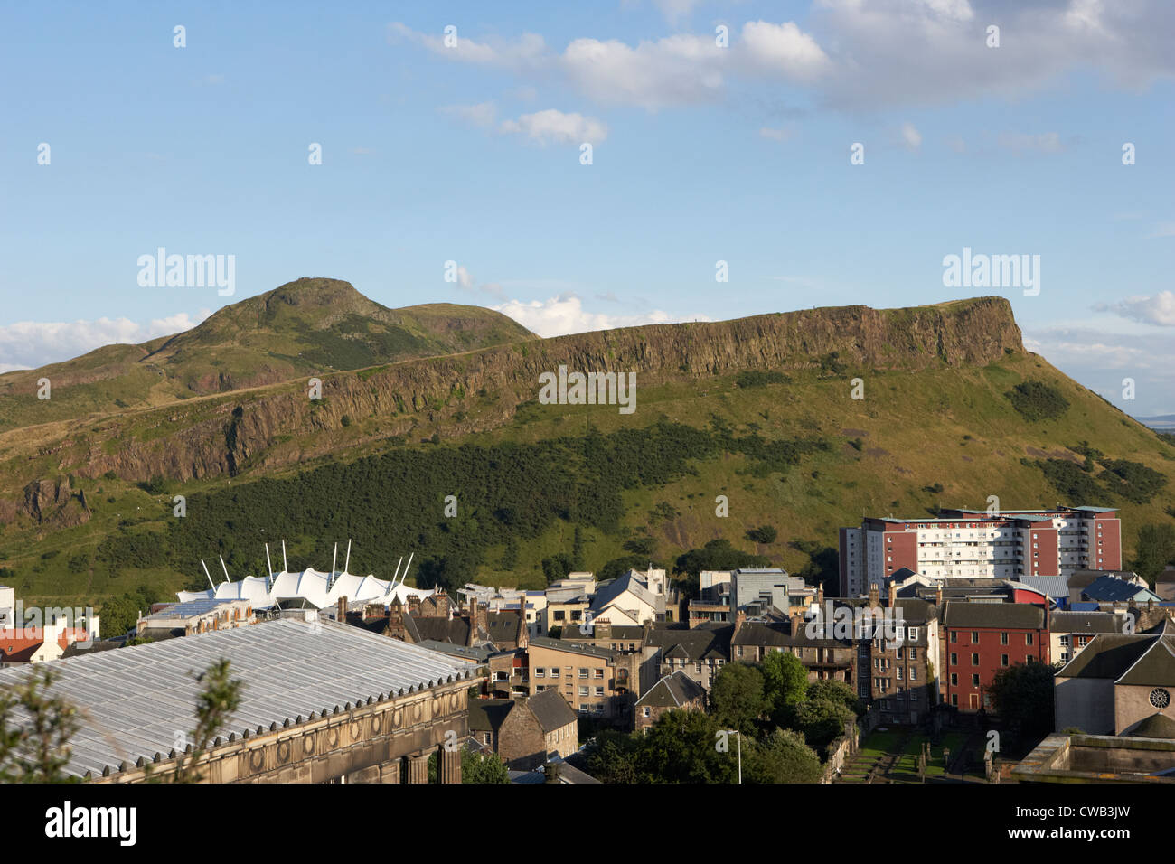 looking over edinburgh holyrood park towards salisbury crags and ...