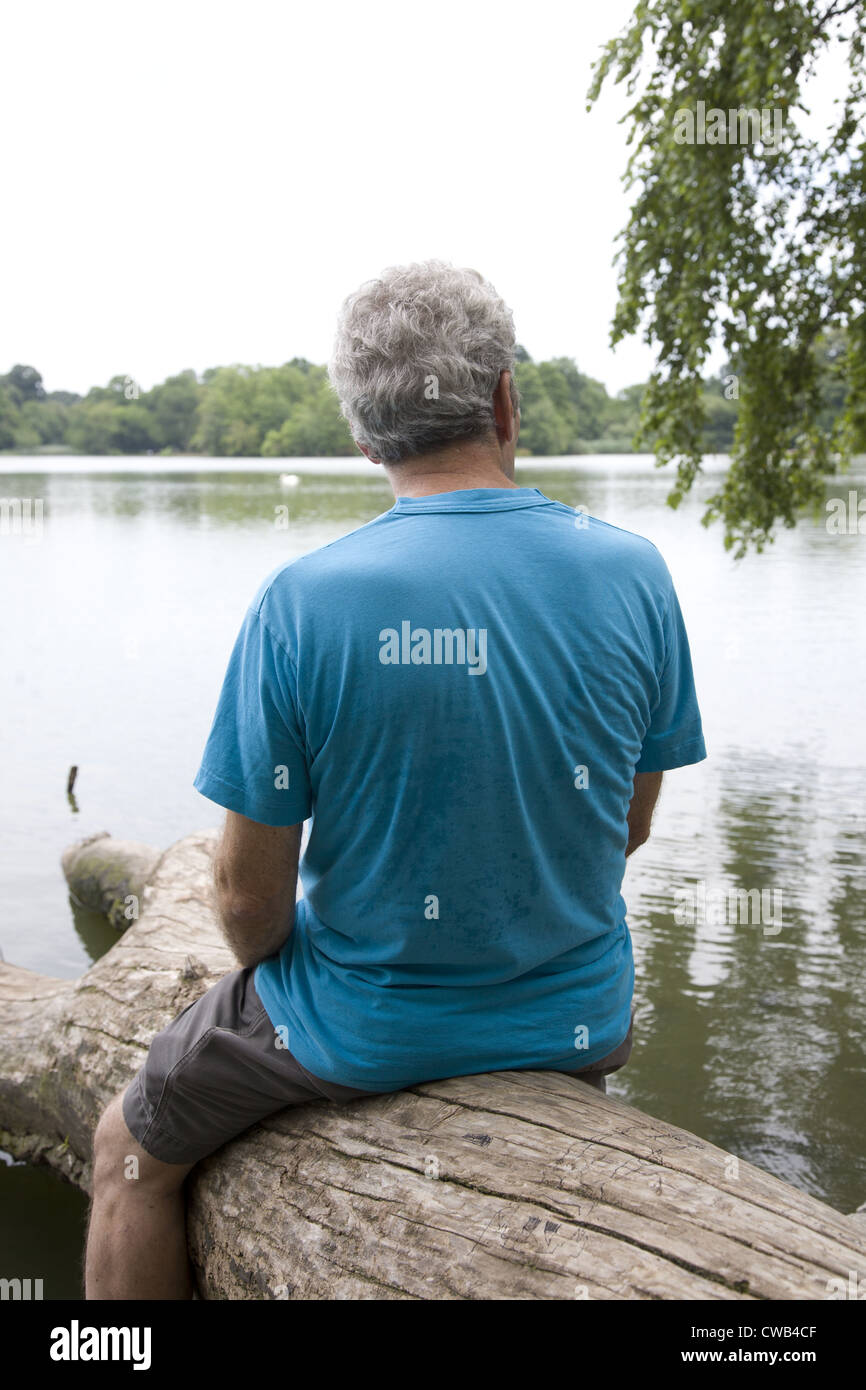 Retired 70 year old man contemplating things in Prospect Park, Brooklyn ...