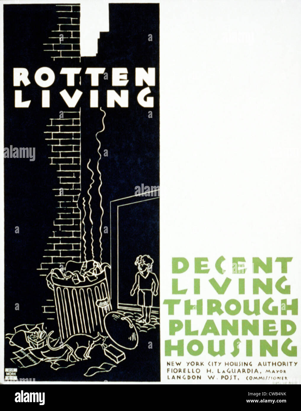 Poster promoting planned housing as a solution to better living ...