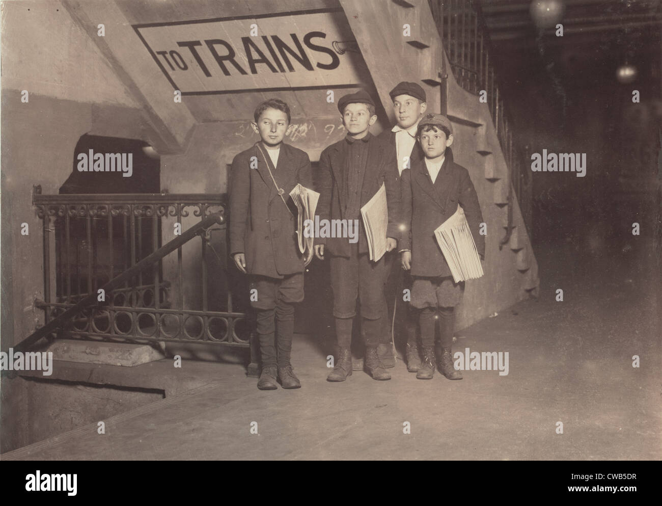 Child labor, boys selling newspapers by subway, New York City ...